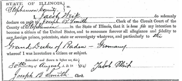 Jacob Weik – Came to America – Brumley Family Branches